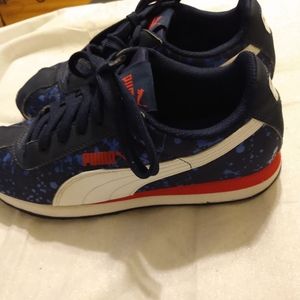 Puma | Shoes | Puma Red White And Blue Paint Splattered Sneaker | Poshmark